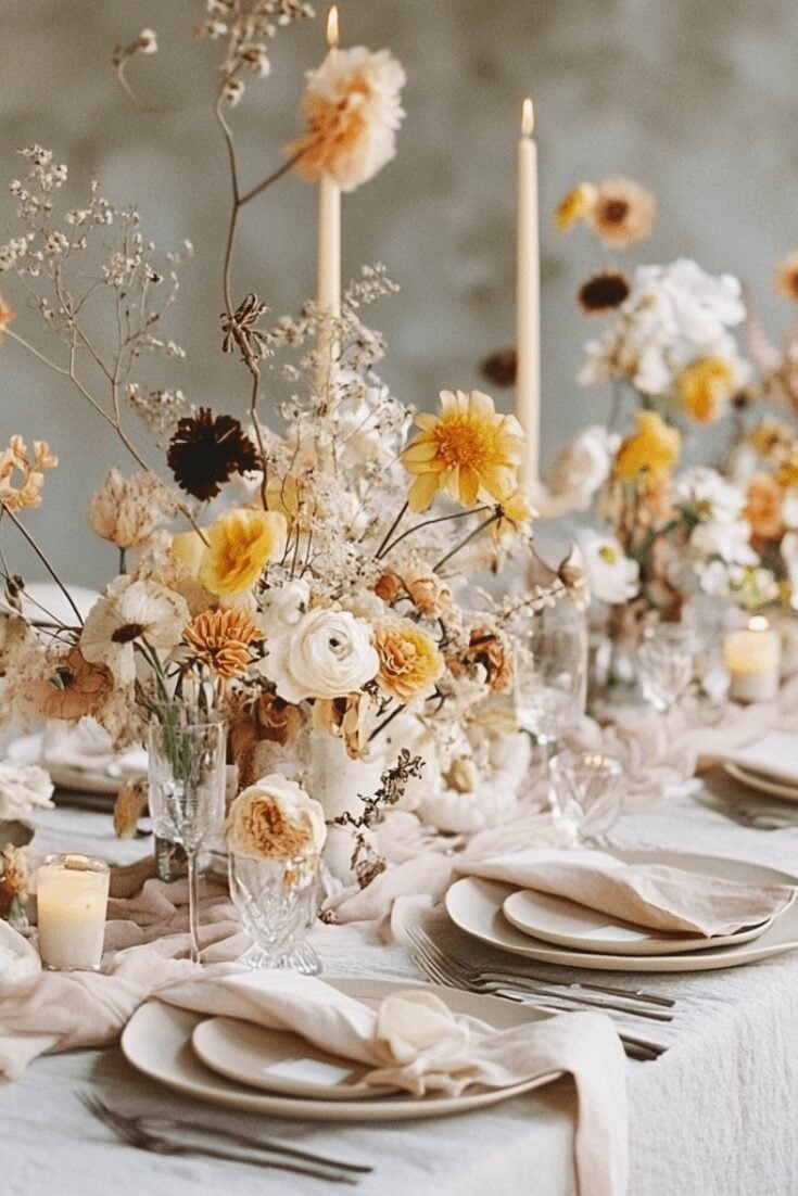 31+ Wildflower Wedding Table Setting Ideas to Make Your Day Bloom ...