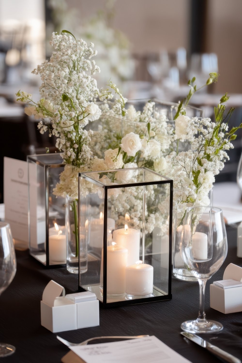 68+ Timeless Black & White Wedding Centerpiece Ideas