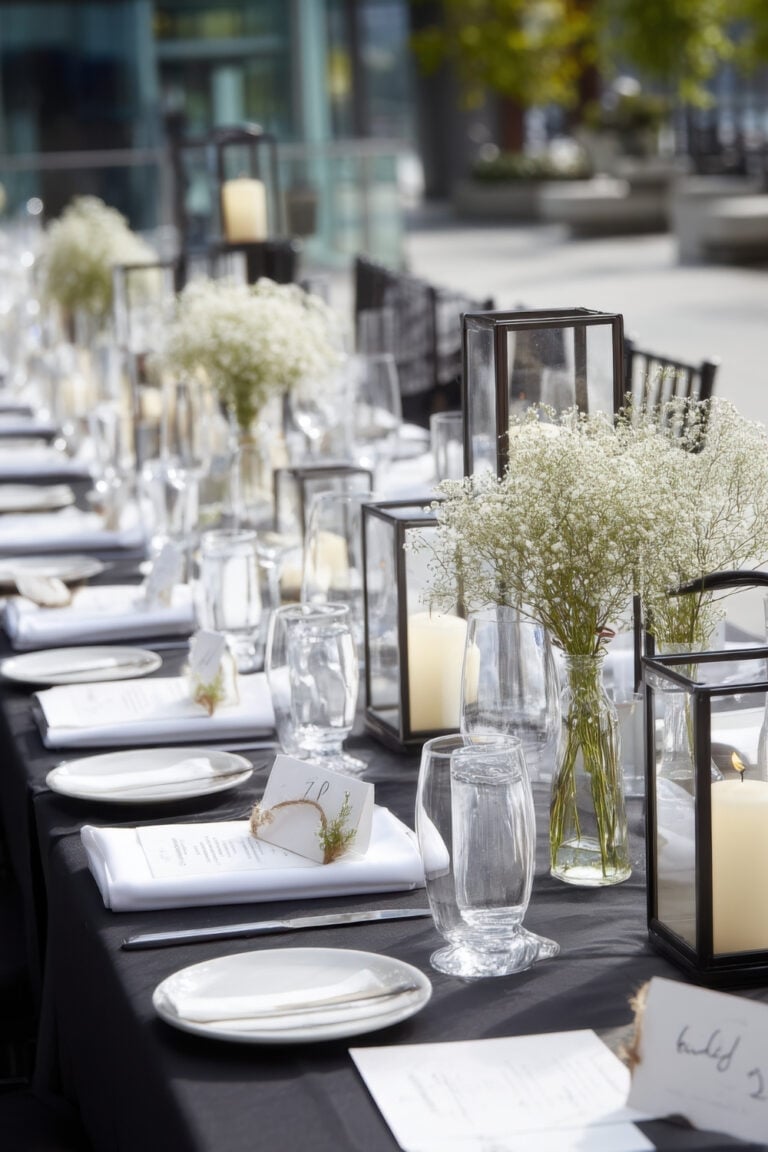 68+ Timeless Black & White Wedding Centerpiece Ideas